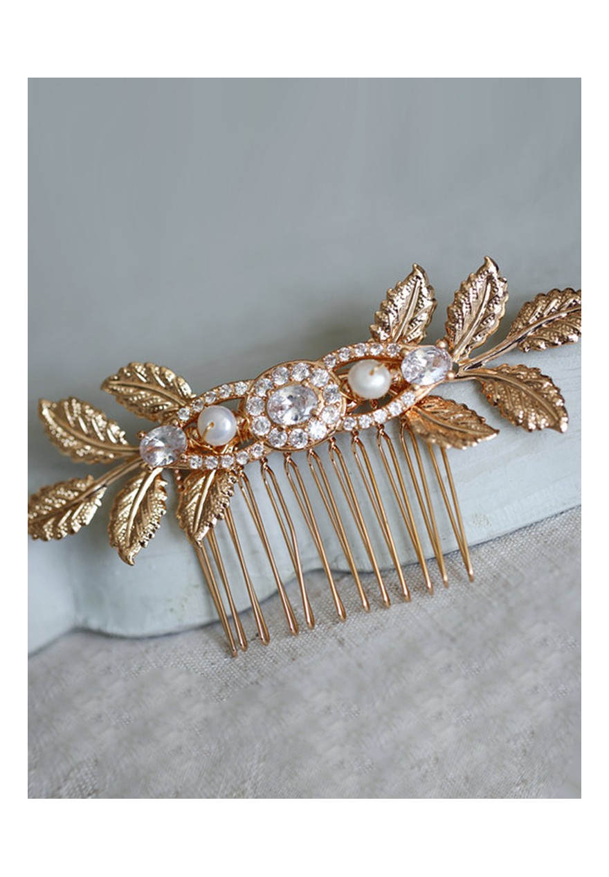 Peigne Cheveux Mariage Vintage - Cristaux et Perles - Le Baroque